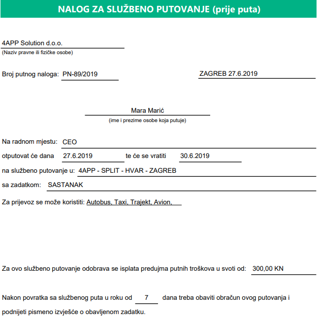 Ispis putnog računa - Gooma